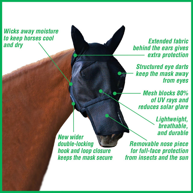 Absorbine Ultrashield Fly Mask With Removable Nose – GS Equestrian