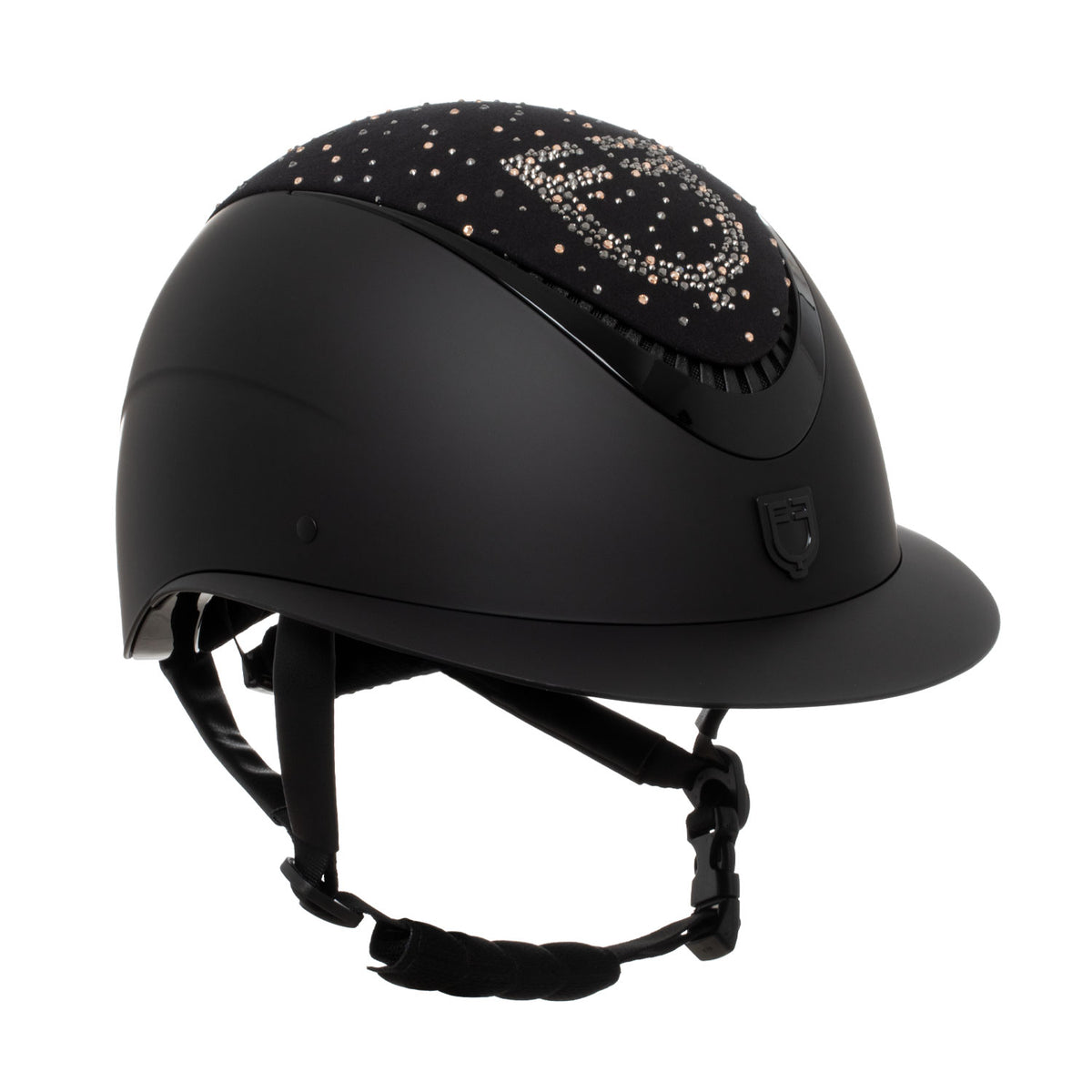 Equestro Matt Helmet With Wide Visor And Rhinestone Logo Homologation ...
