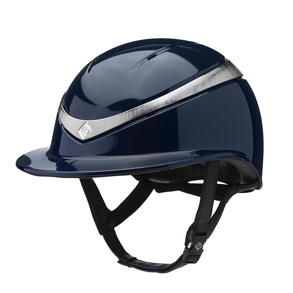 Charles Owen Halo Luxe Wide Peak Navy/Platinum Gloss Riding Hat – GS ...