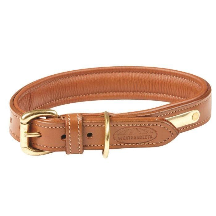 Weatherbeeta Padded Leather Dog Collar Tan XS